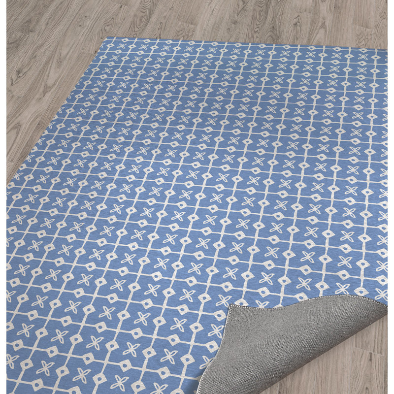 Ebern Designs Aavyn Performance Blue/Periwinkle Rug | Wayfair
