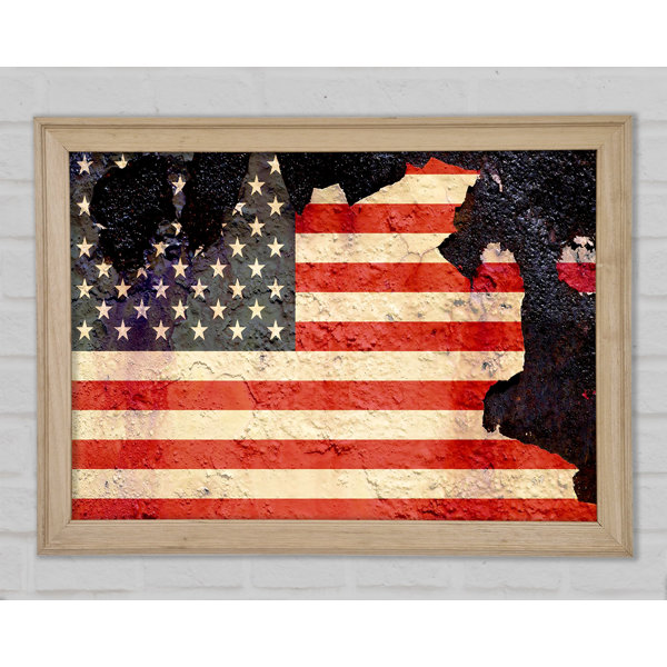 Marlow Home Co. American Flag Cracked - Single Picture Frame Print ...