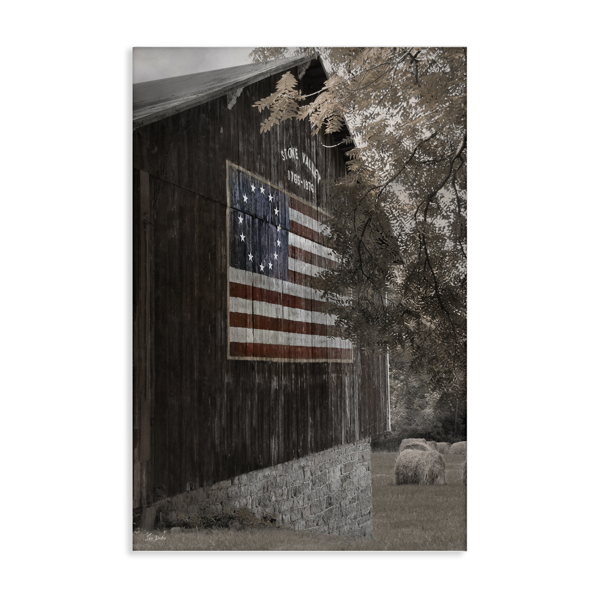 Trinx Colonial Flag on Barn Canvas Wall Art by Lori Deiter | Wayfair