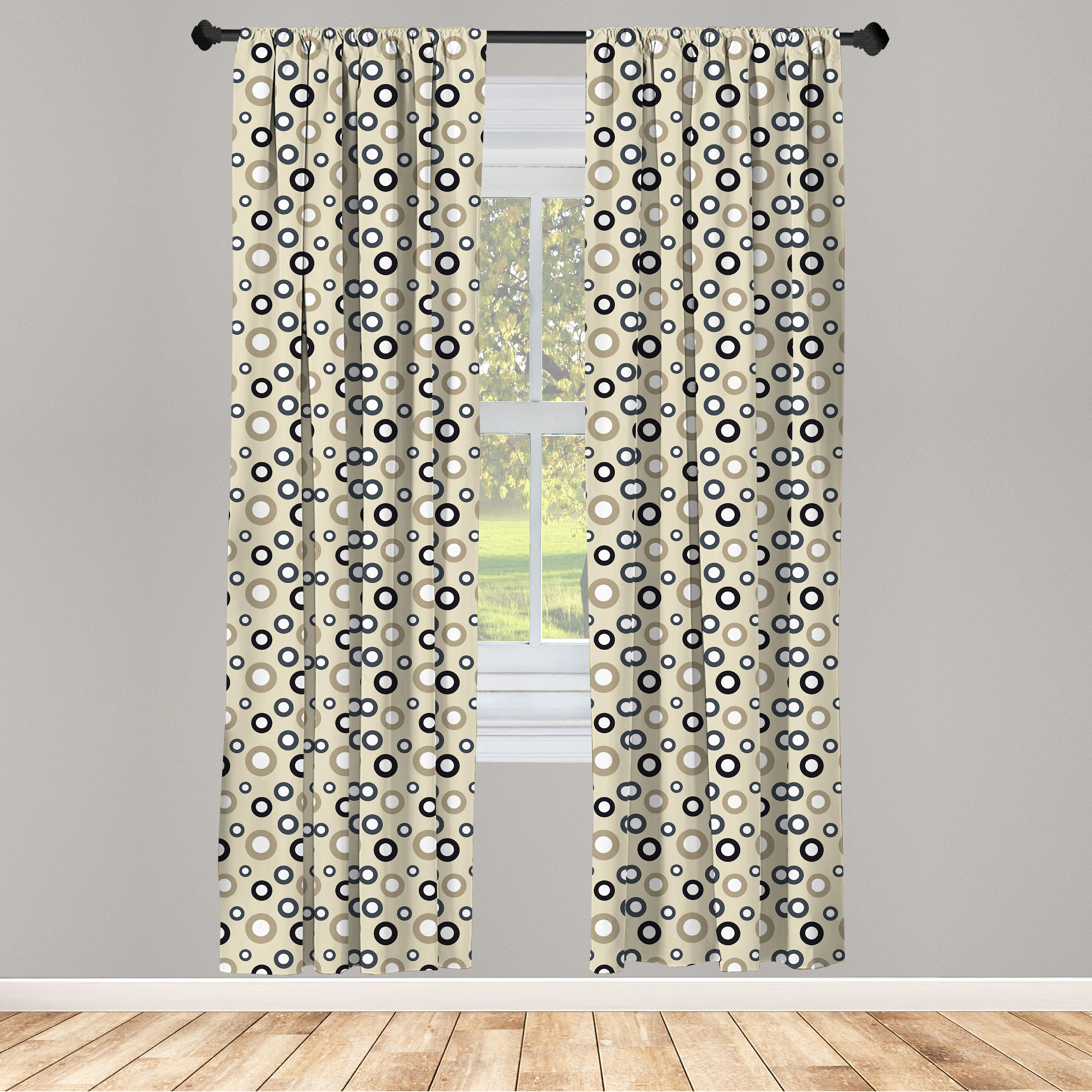 East Urban Home Circle Geometric Semi-Sheer Rod Pocket Sliding Panel ...