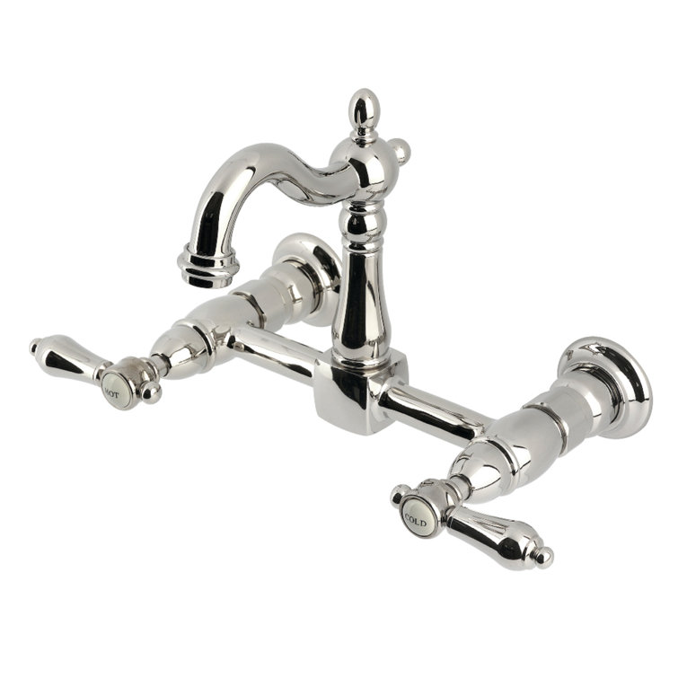 Kingston Brass Heirloom Double-Handle 2-Hole Wall-Mount Bridge Kitchen ...