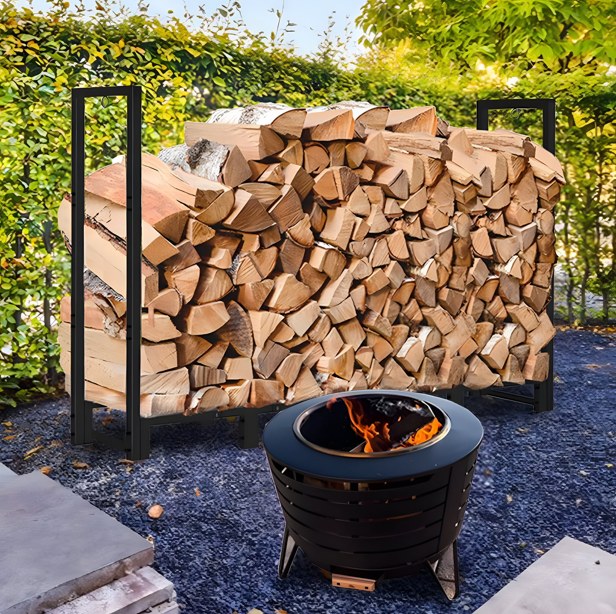 Latitude Run® Heavy Duty Adjustable 8Ft Firewood Log Rack With 10 ...