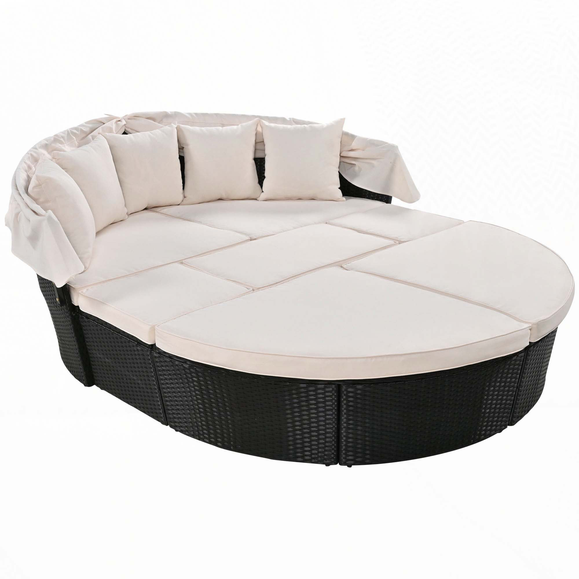 Bayou Breeze Outdoor rattan daybed sunbed with Retractable Canopy ...