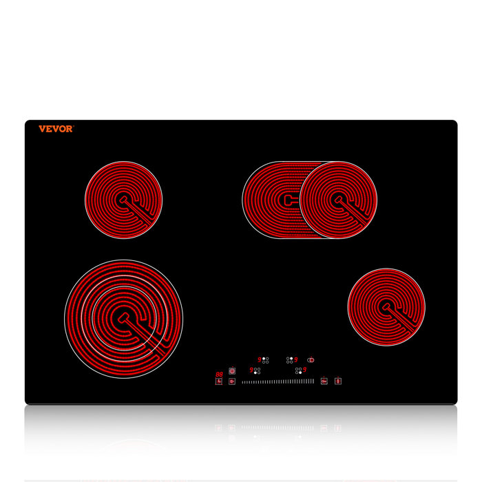 VEVOR 30" Black Electric 4 Burner Cooktop with Dual Size Power Burner ...