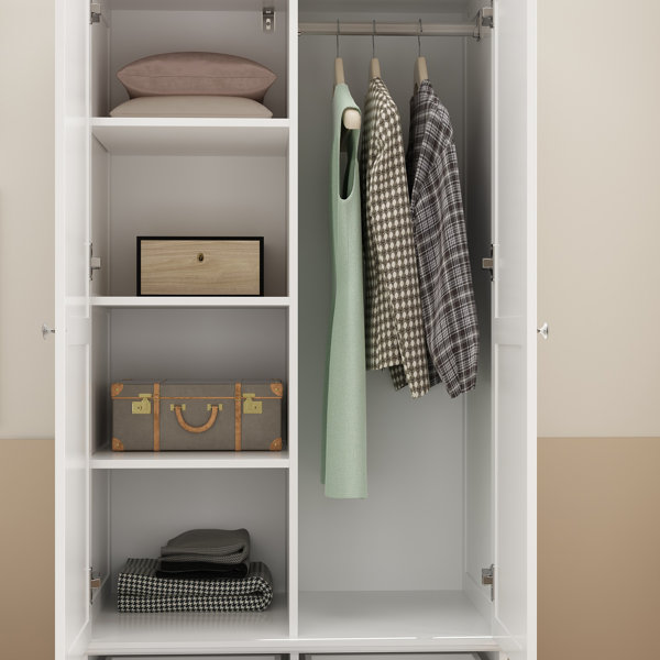 Lark Manor Talisha Freestanding Wooden Wardrobe Armoire with 3 Drawers ...