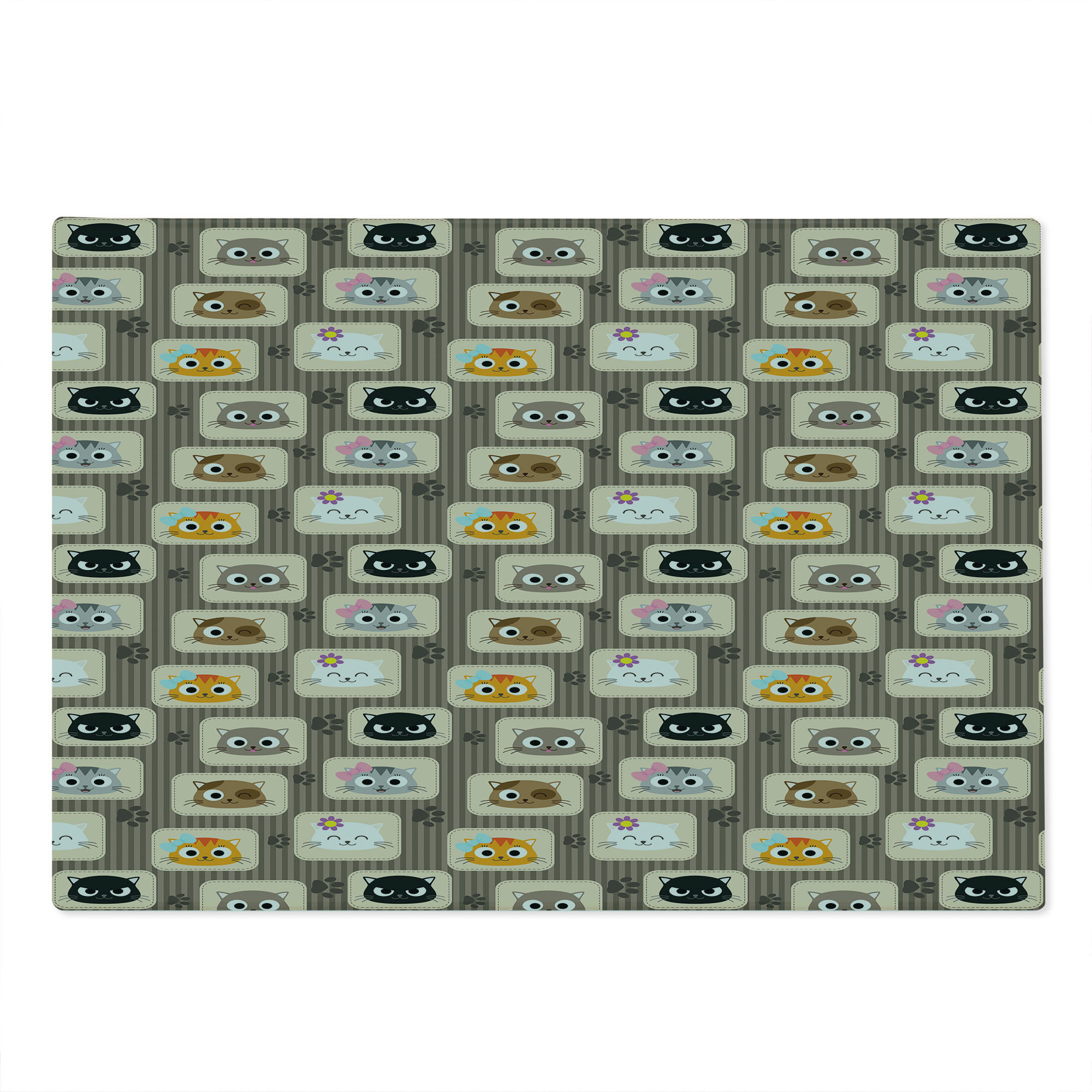 Ambesonne Cat Cutting Board Large Size Patchwork Style Silly Faces ...