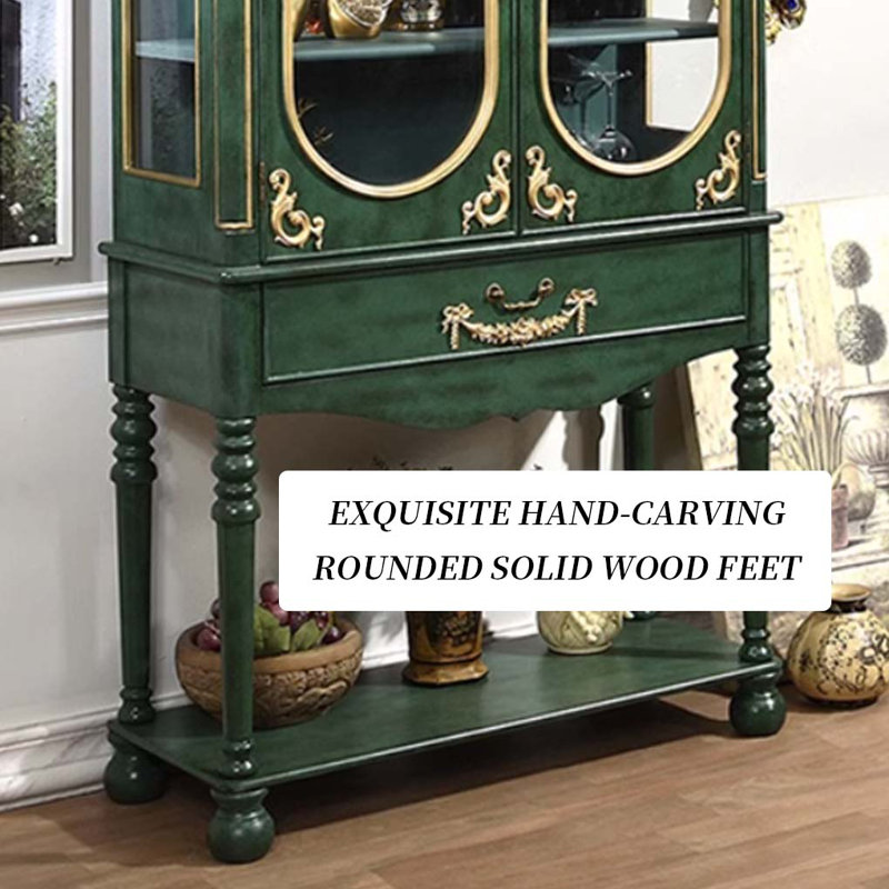 Joy Reading Vintage Hand Carved Display Cabinet Bookcase | Wayfair