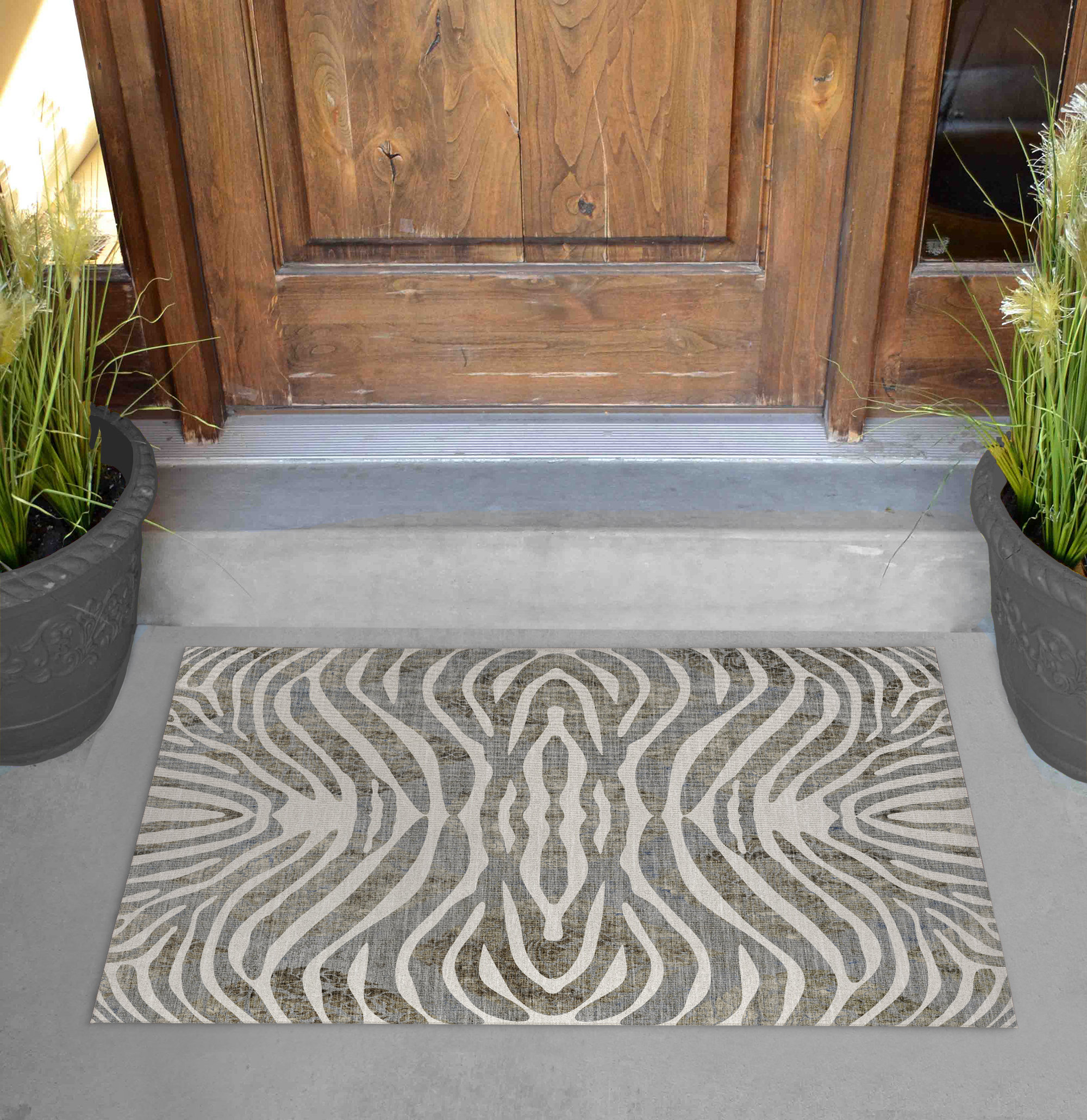 Arlmont & Co. Arizona Zebra Non-Slip Outdoor Door Mat | Wayfair