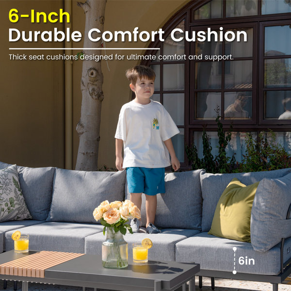 Sundale Outdoor Metal Outdoor Patio Sectional Sofa Set | Wayfair