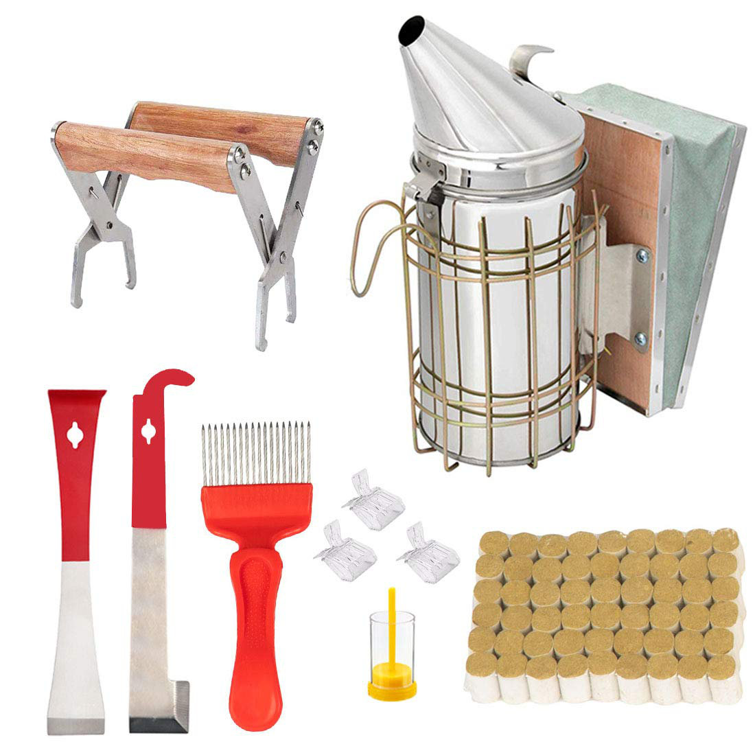 Mint Pantry® 10 Beekeeping Tools Kit: Smoker, Hooks, Frame Grip, Uncapping Fork, Marking Tube ...