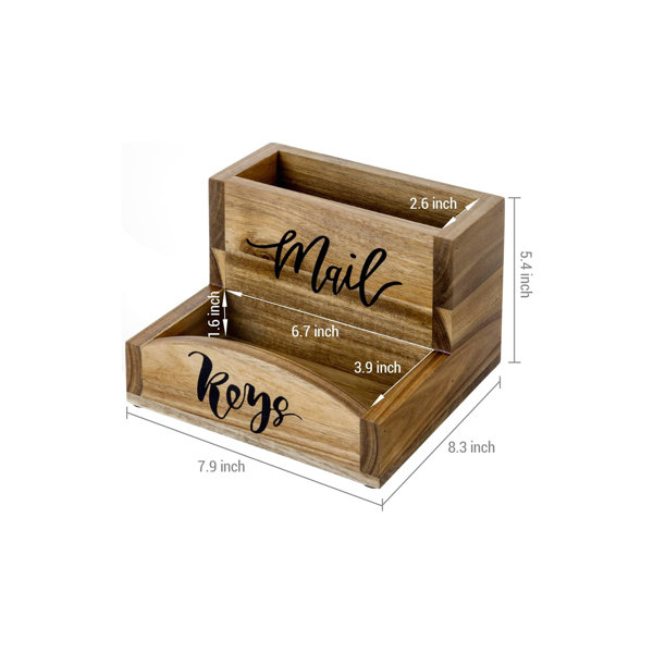 ZEWDU Rustic Wood Mail Holder And Key Organizer With White Cursive ...