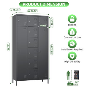 REEMOON 72" H Metal Storage Lockers with 10 Doors and Rod,Industrial ...