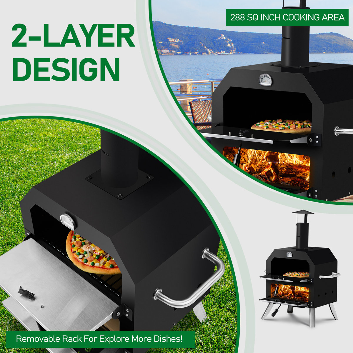 Winado 2-layer Outdoor Pizza Ovens With Stone | Wayfair