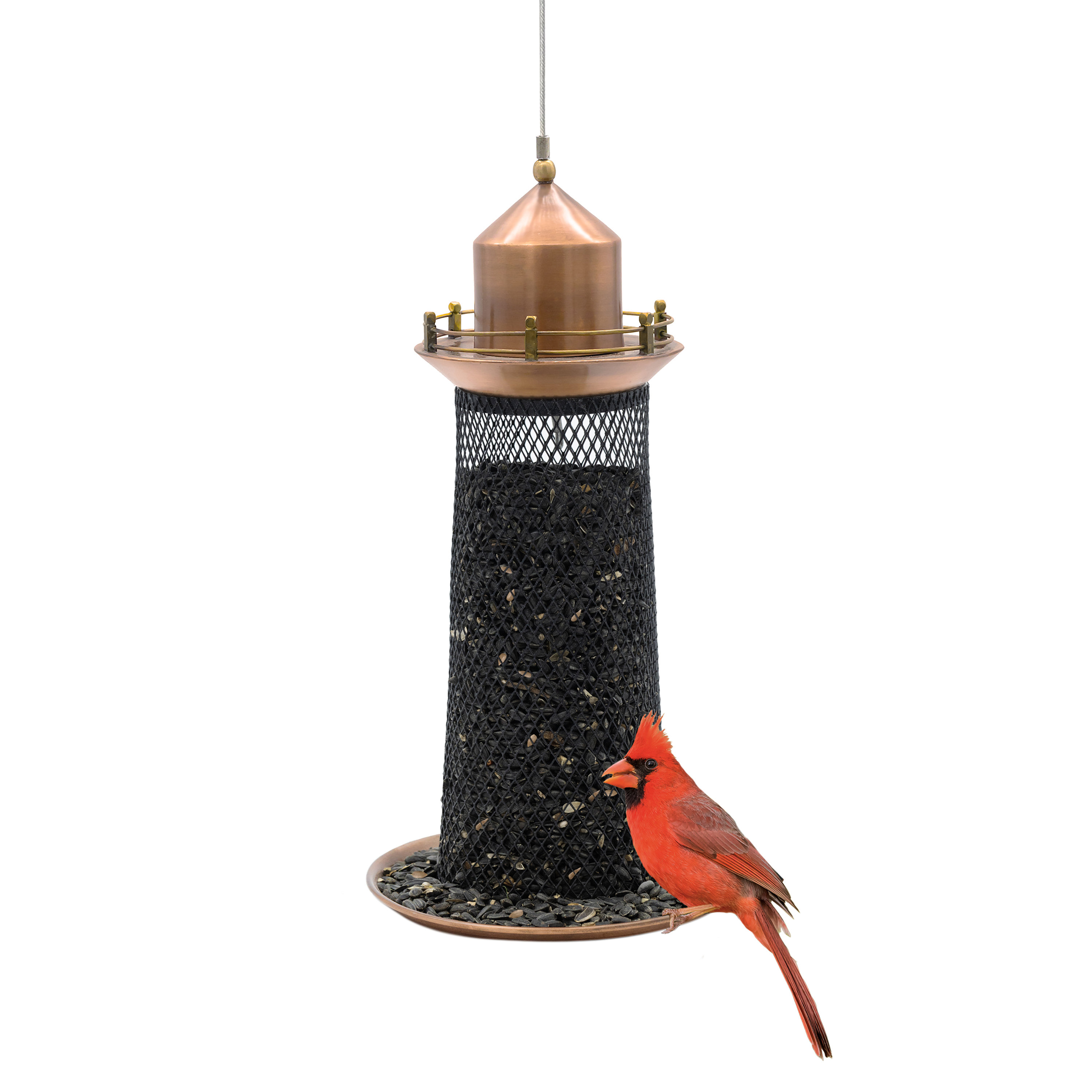 Arlmont & Co. Copper Lighthouse Bird Feeder – Featuring Brass Accents ...
