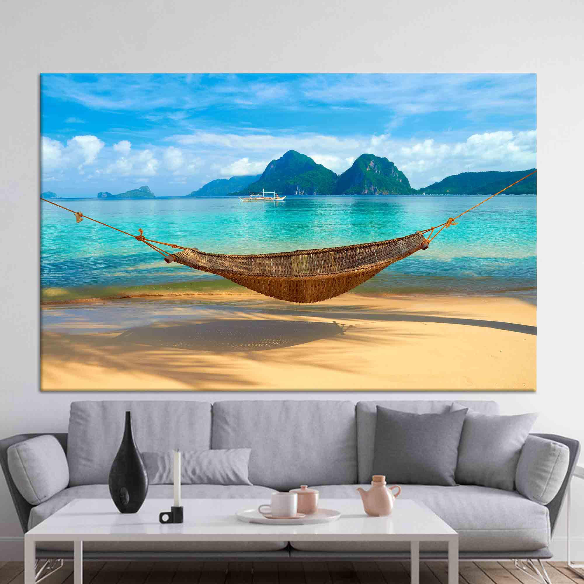 kayra export Large 3D Tropical Scenery and Beach View Canvas Wall Art ...