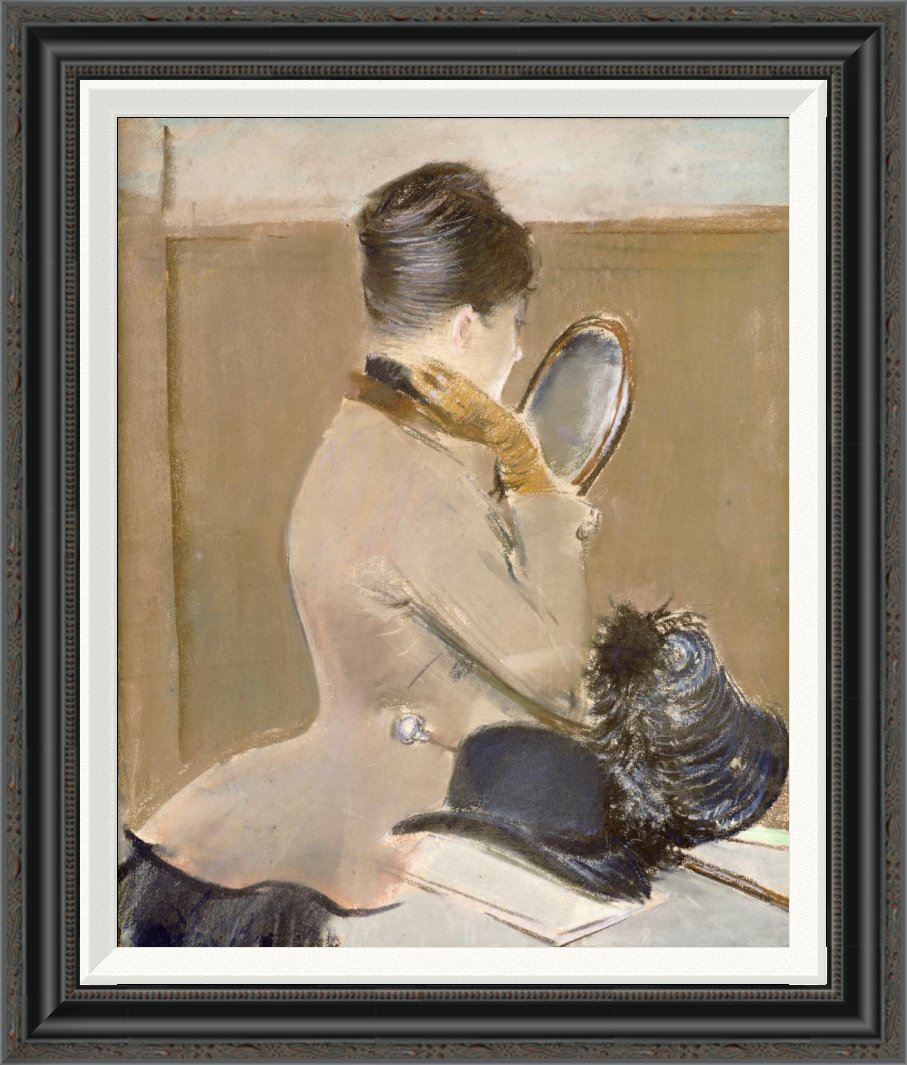 Global Gallery 'The Milliner's Shop' by Jean-Louis Forain Framed ...
