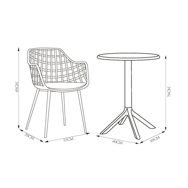 George Oliver Daykin Round 2 - Person 23.5cm Long Bistro Set | Wayfair.ie