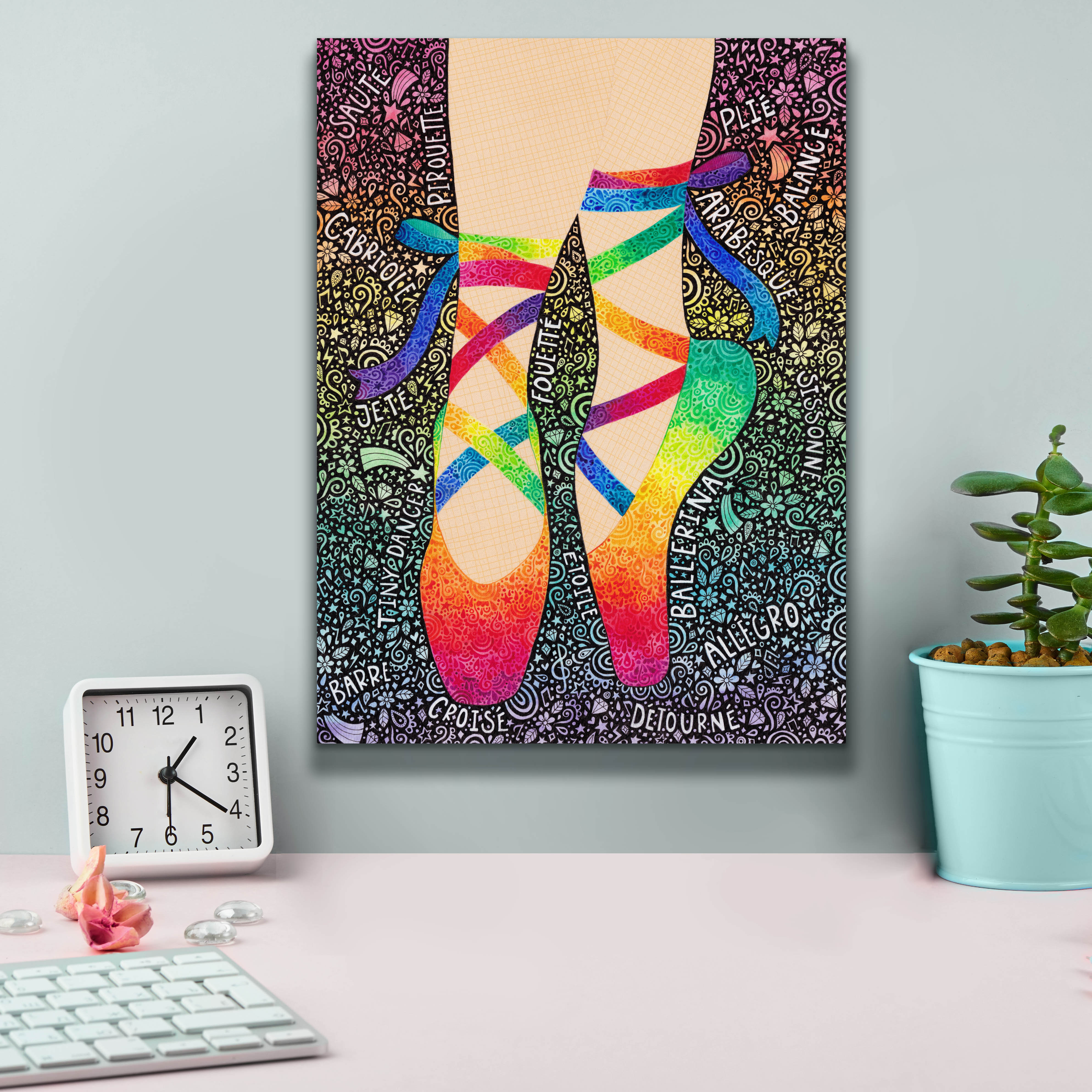 Ebern Designs 'Rainbow Ballet Slippers' by Hello Angel Canvas Wall Art ...