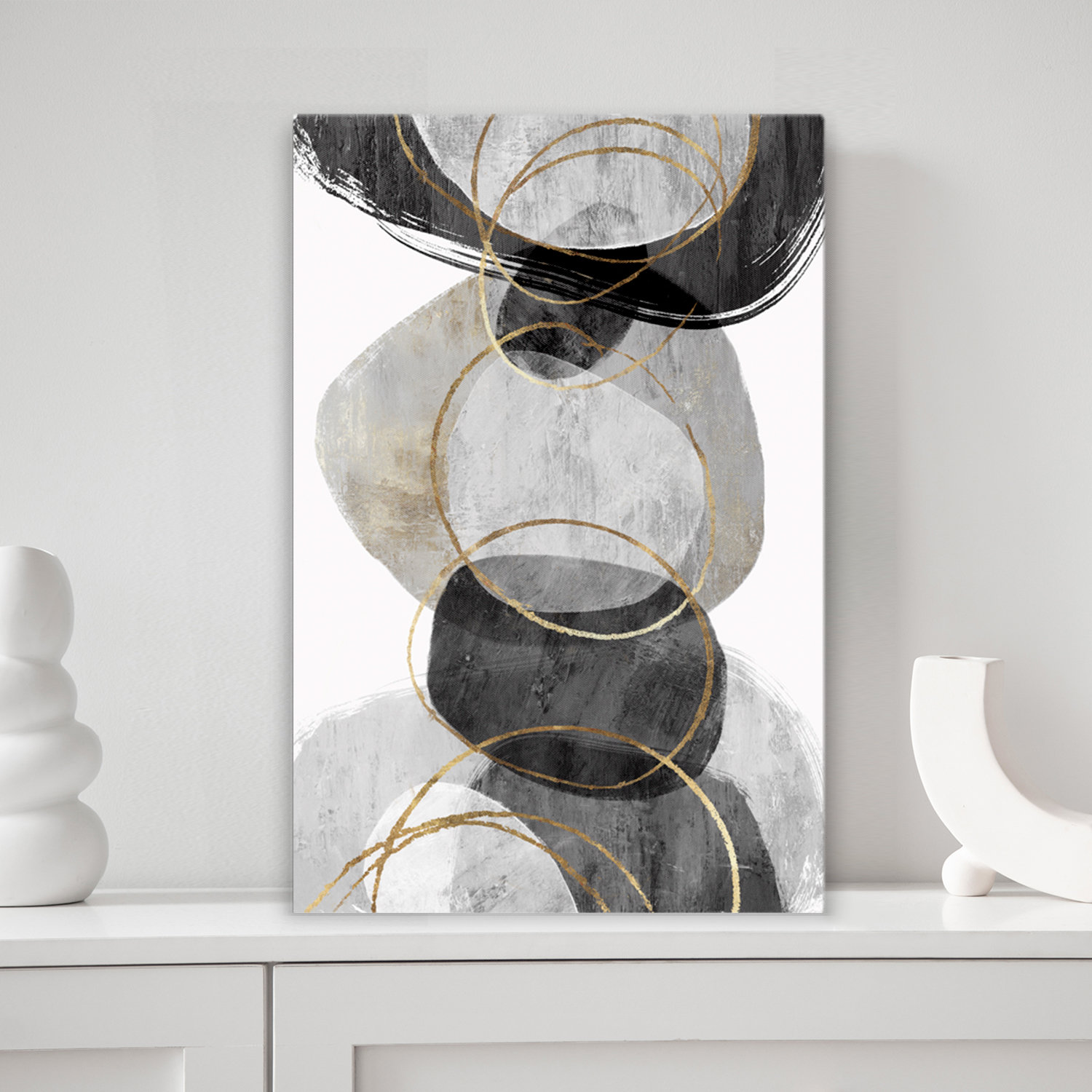 Ebern Designs Circles And Geometric Conglomerate II Art | Wayfair