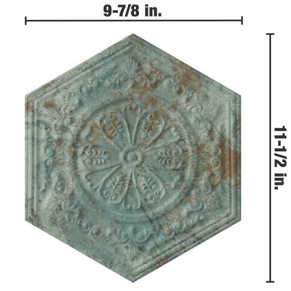 Merola Tile Zinc Hex 10" x 12" Porcelain Metal Look Wall & Floor Tile ...