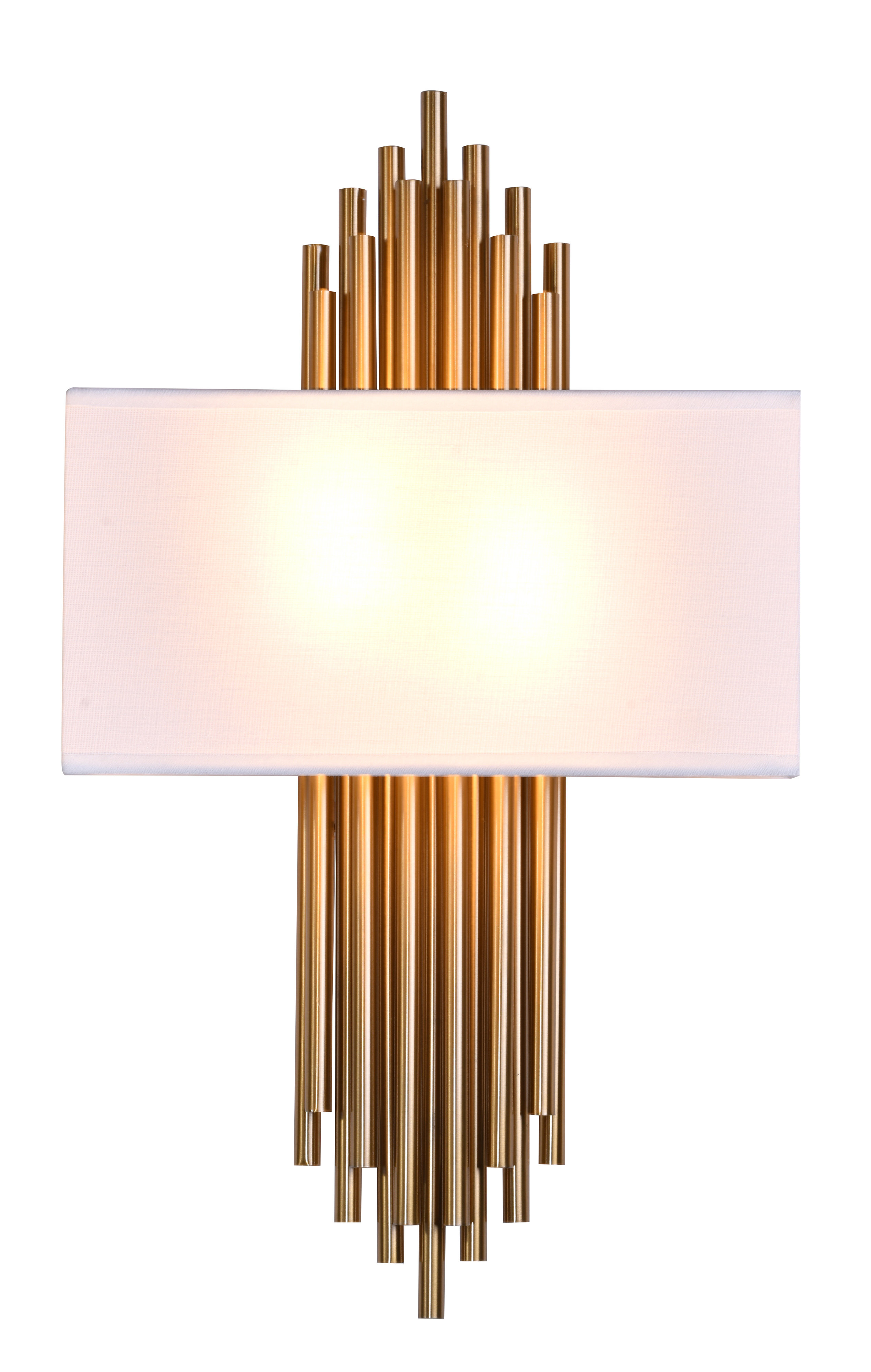 Everly Quinn 1 Light Gold Rod Wall Sconce With White Shade - Wayfair Canada