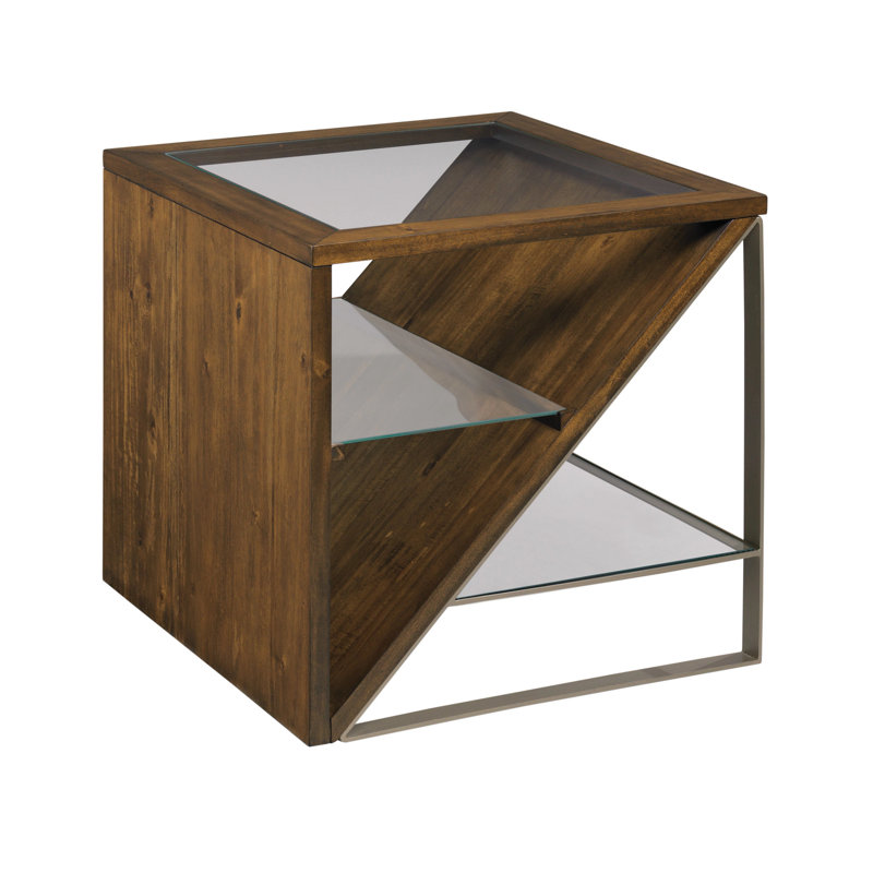 Loon Peak® Schwager Glass Frame End Table with Storage | Wayfair