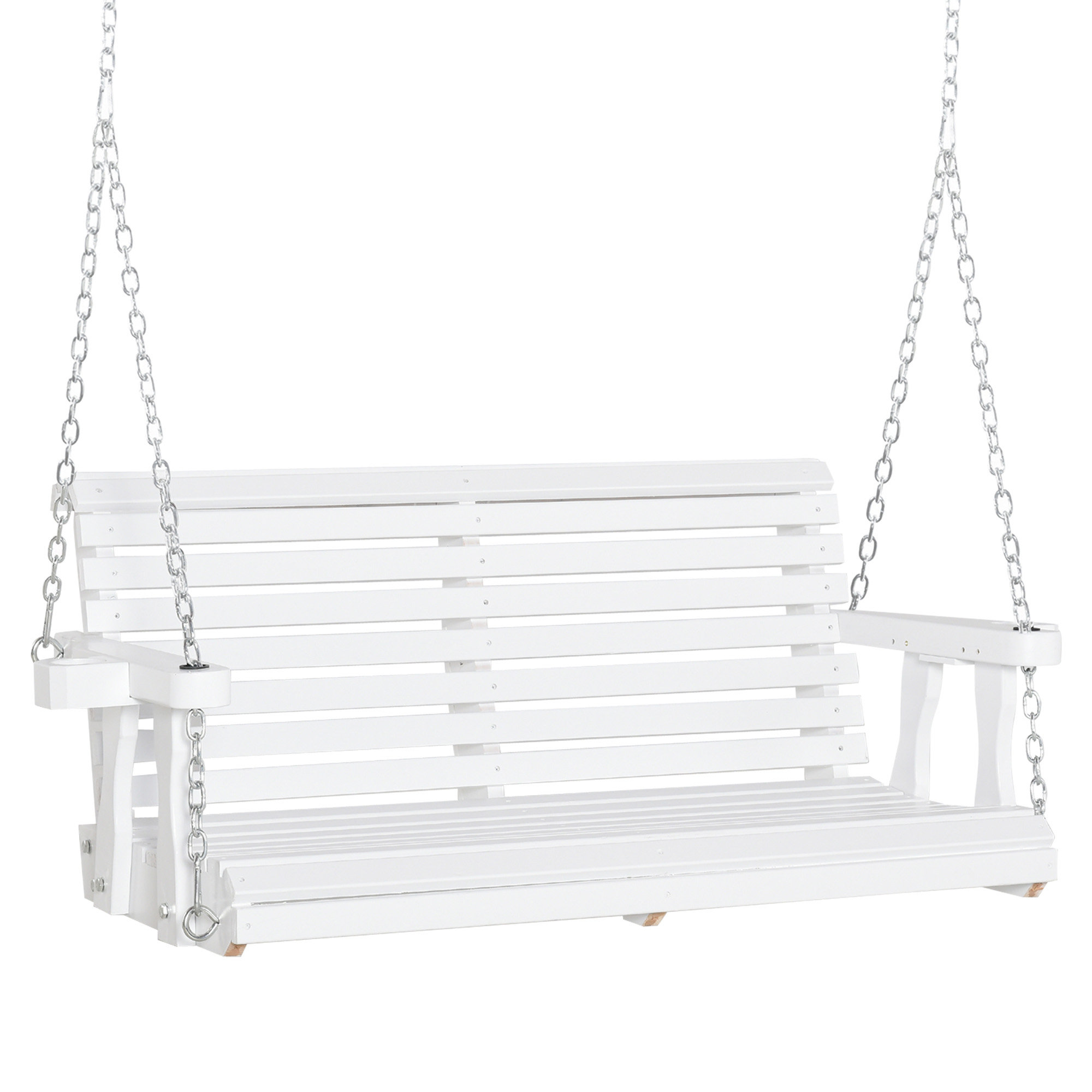 August Grove® Porch Swing With Chains And Cupholders | Wayfair