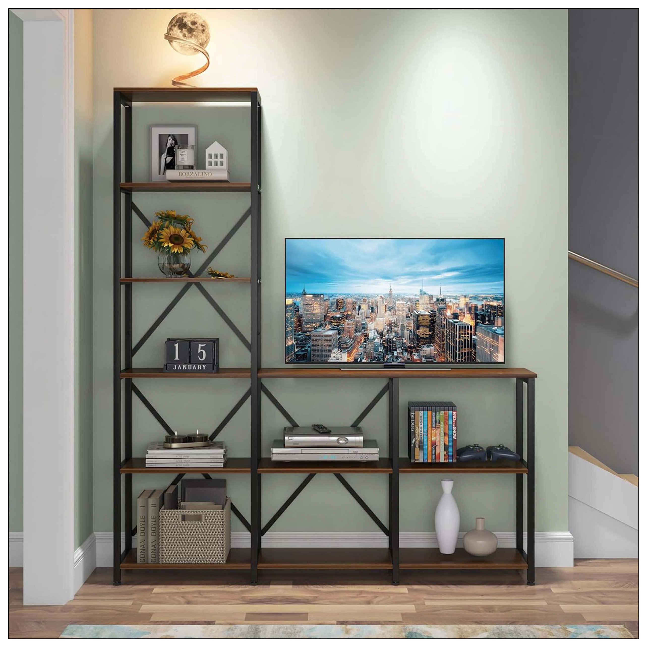 Hokku Designs 6-Tier Ladder Corner Etagere Bookshelf Rustic | Wayfair