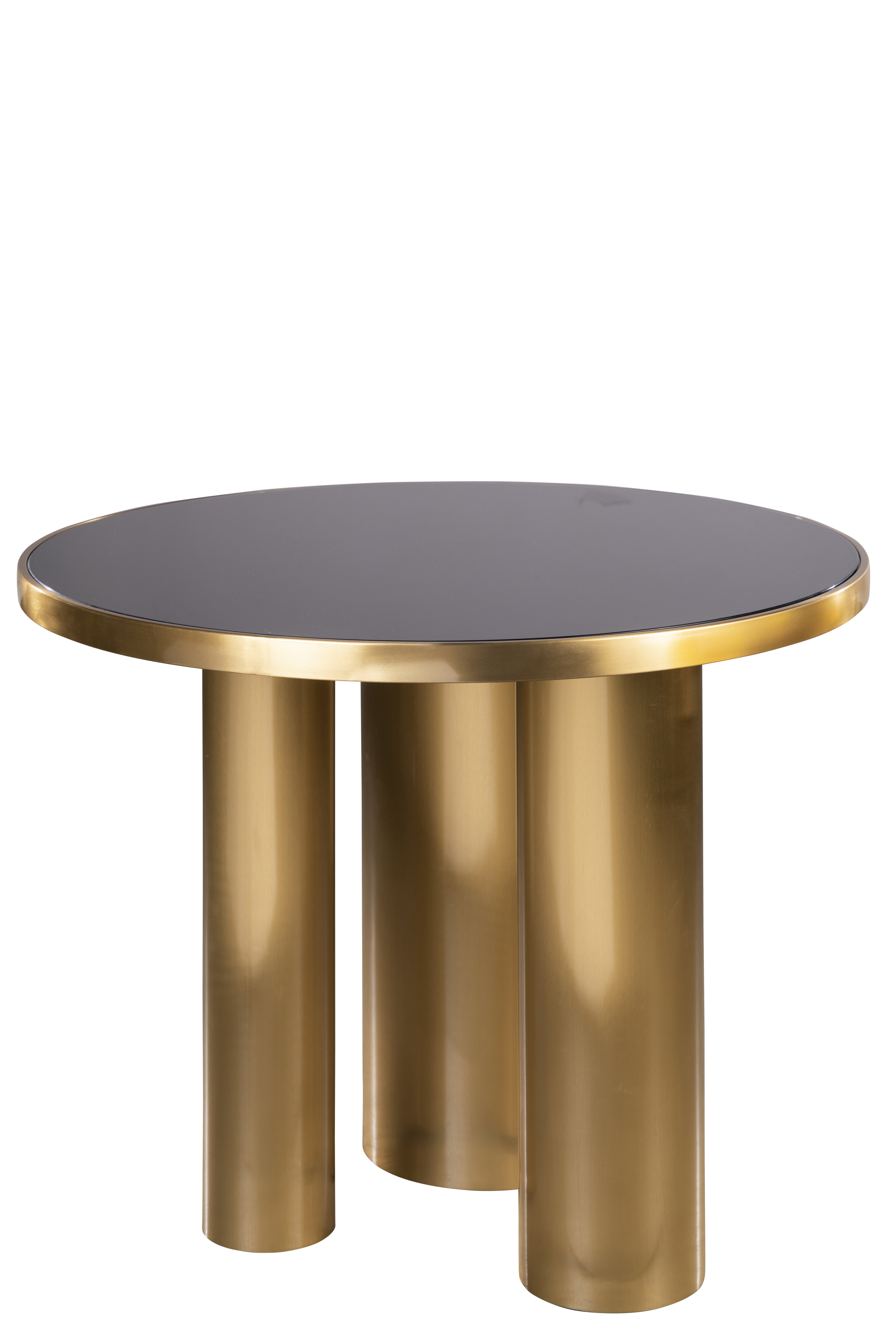 Mercer41 Kyleon 36" Round Wood 3-Leg Accent Table with Gold Finish ...