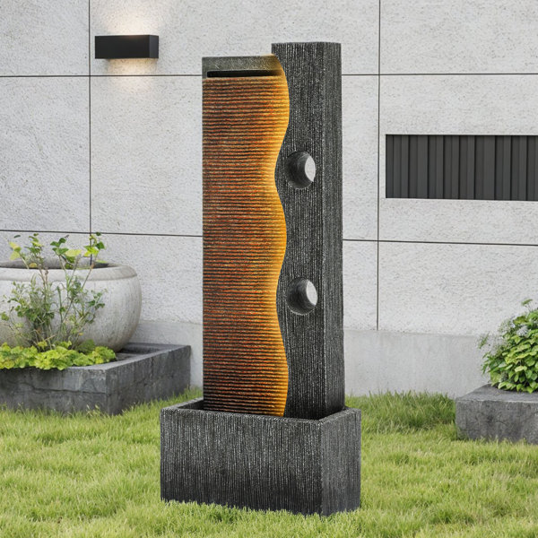 Wrought Studio™ 39"H Extra-Large Waterfall Resin Outdoor Fountain with ...