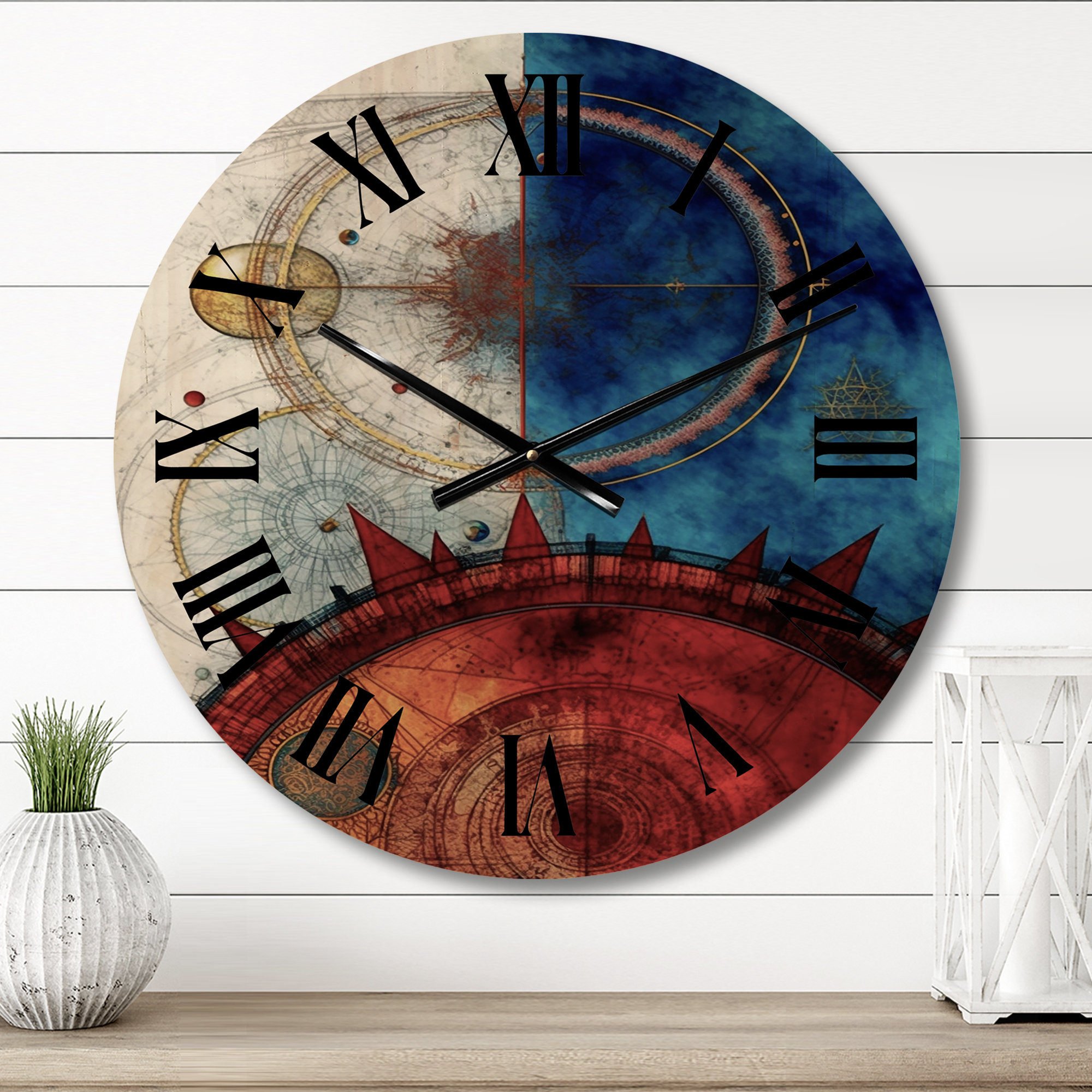 East Urban Home Vintage Compass Retro Illustration Red and Blue ...