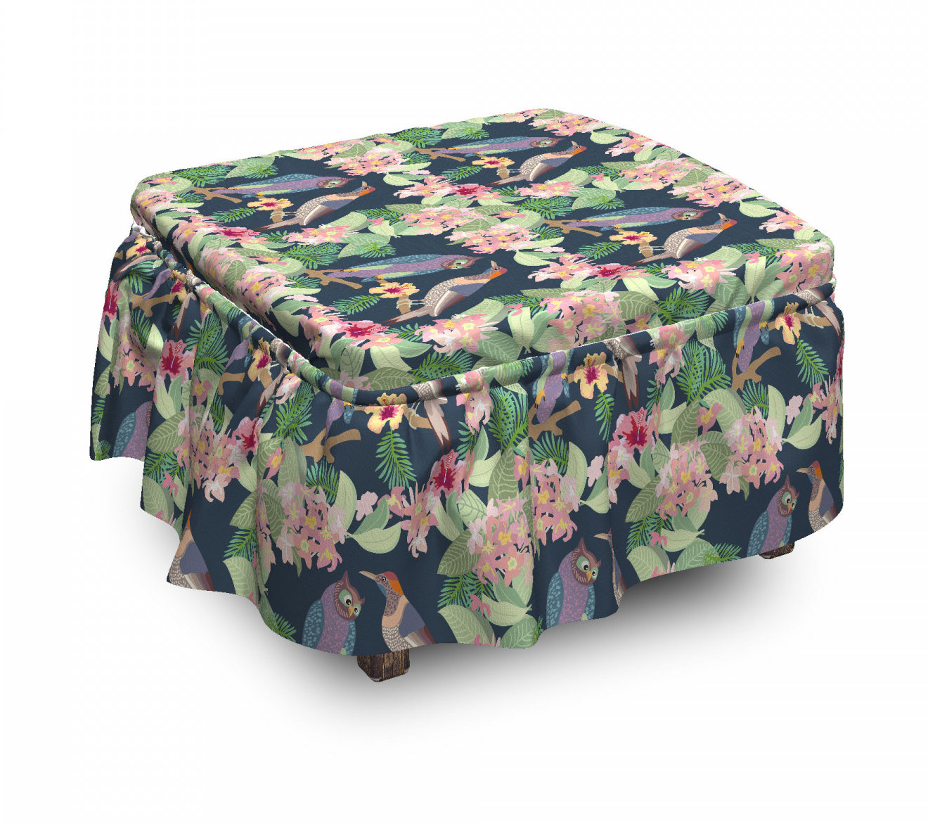 East Urban Home Exotic Birds Owl Avian Ottoman Slipcover | Wayfair