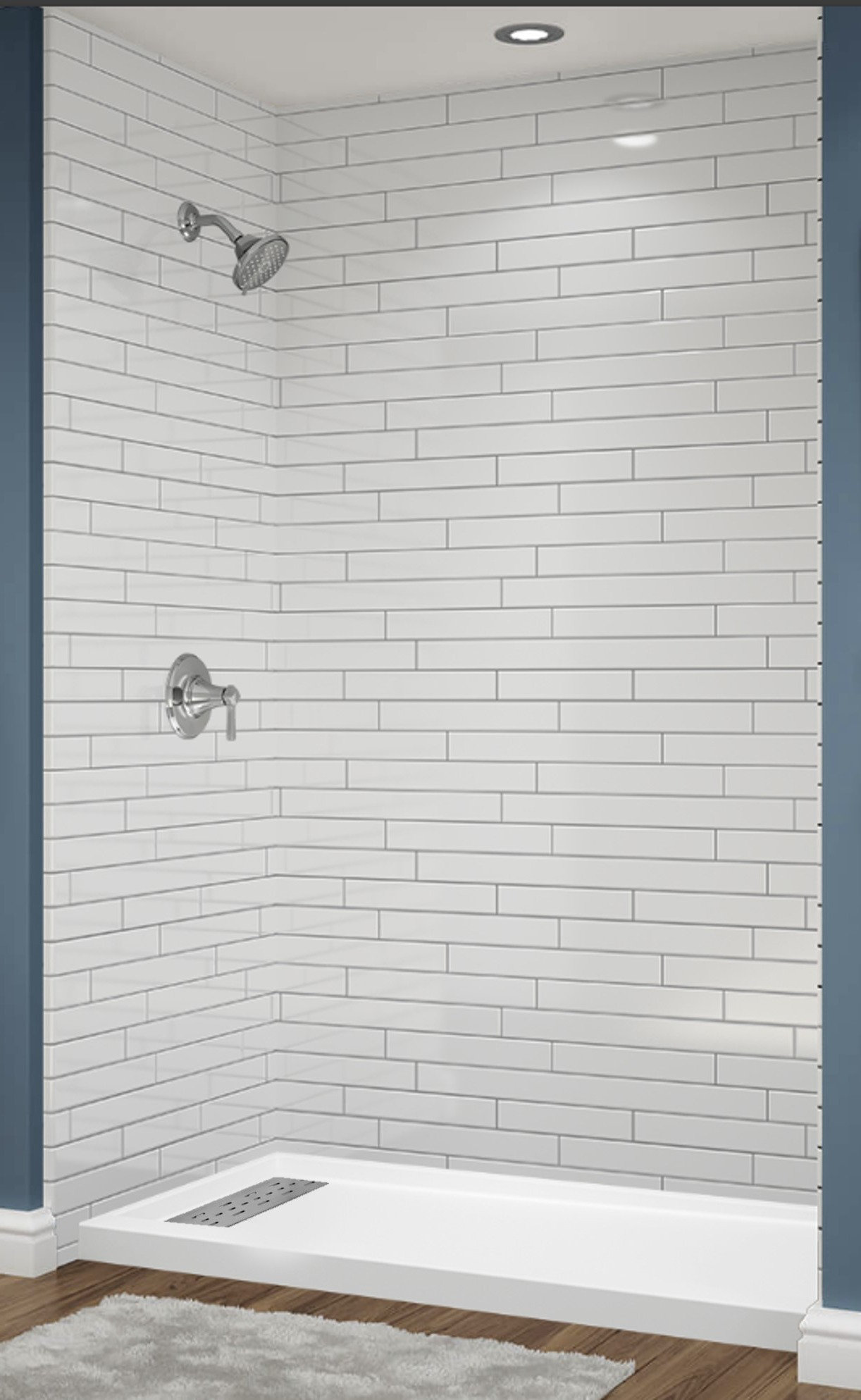 Avora Bath 12x6 Tile White Acrylic Alcove Shower System with Silver ...