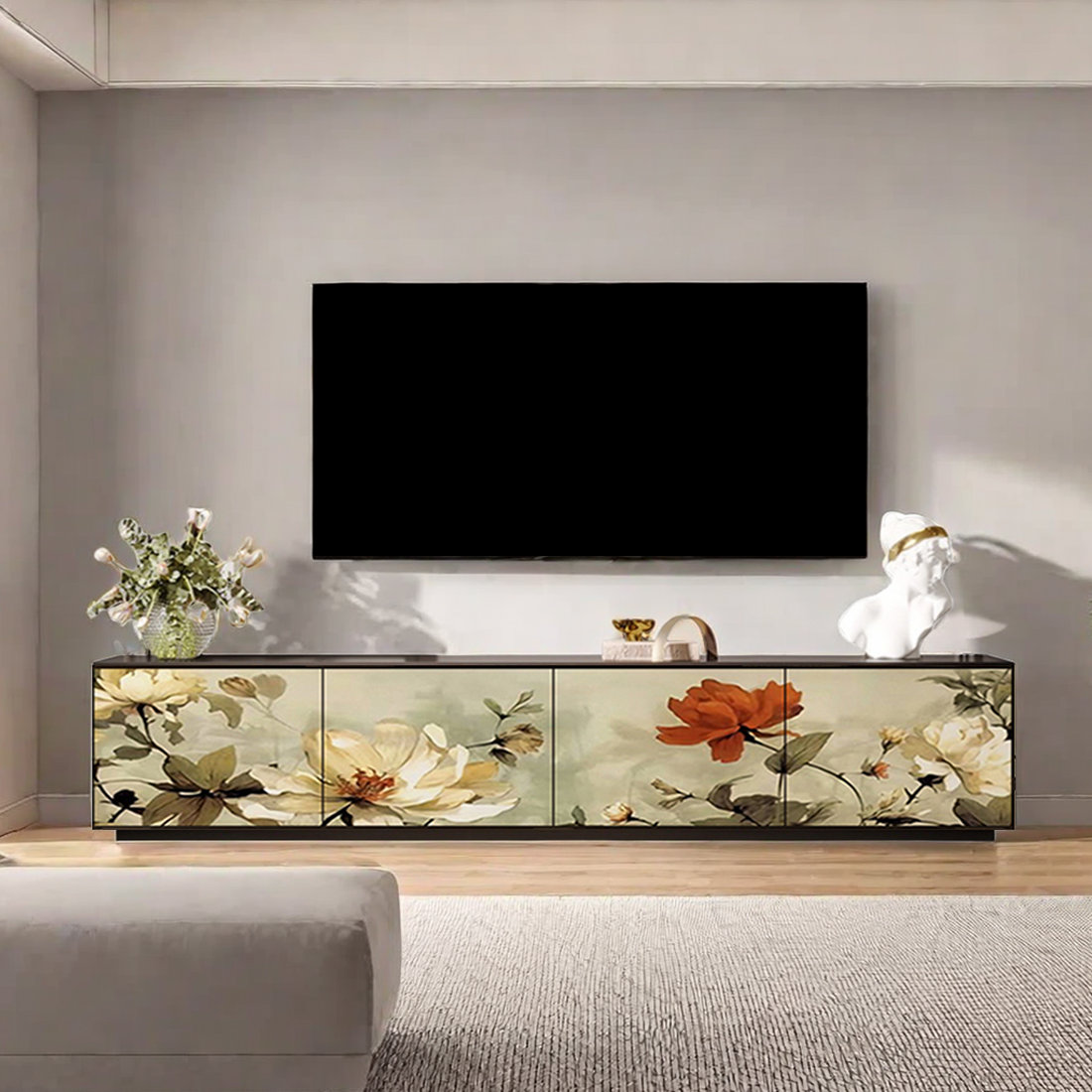 Aurora Craft Ash Wood TV Stand With Enclosed Bottom Design 78.74 ...