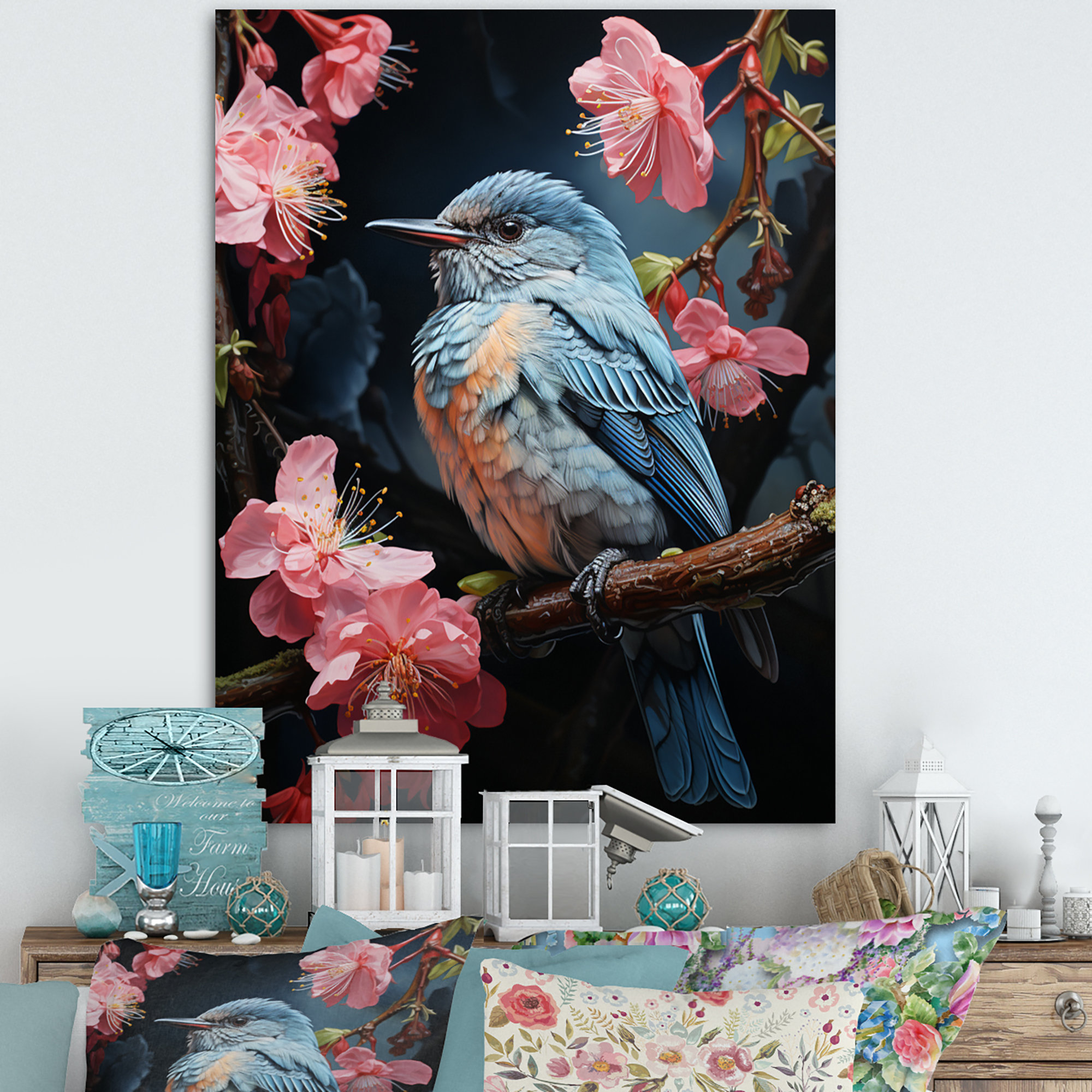 Latitude Run® Massimiliano Blue Pink Hummingbird Enchanting Hum ...