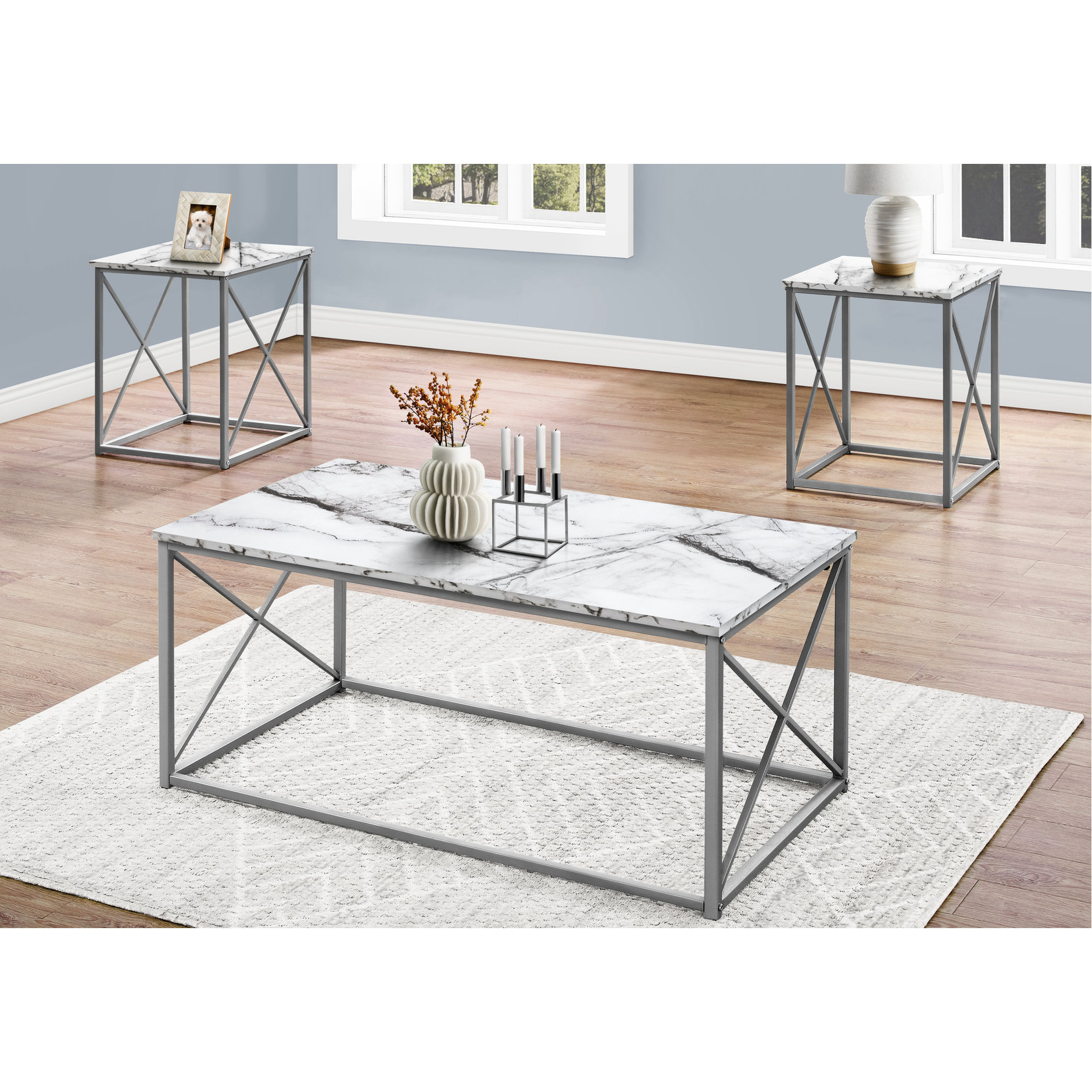 Latitude Run® Contemporary 3 Table - Coffee & 2 End Tables, White Style ...