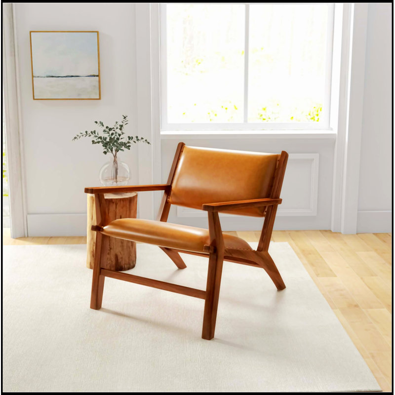 George Oliver Antique Tan Leather Arm Chair | Wayfair