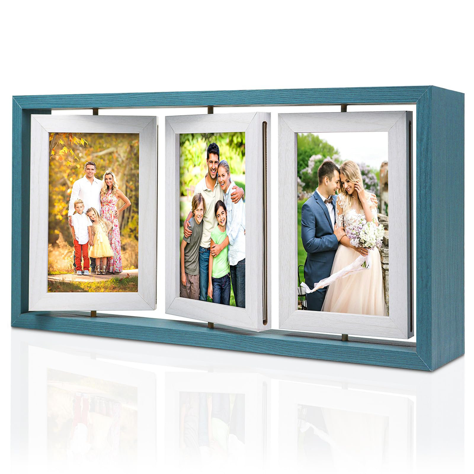 One Allium Way® 4X6 Picture Frame Wooden Double Side Rotating 4X6 Photo ...