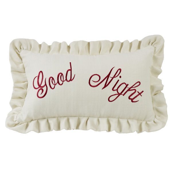 HiEnd Accents Prescott White Faux Linen Good Night Red Embroidery ...
