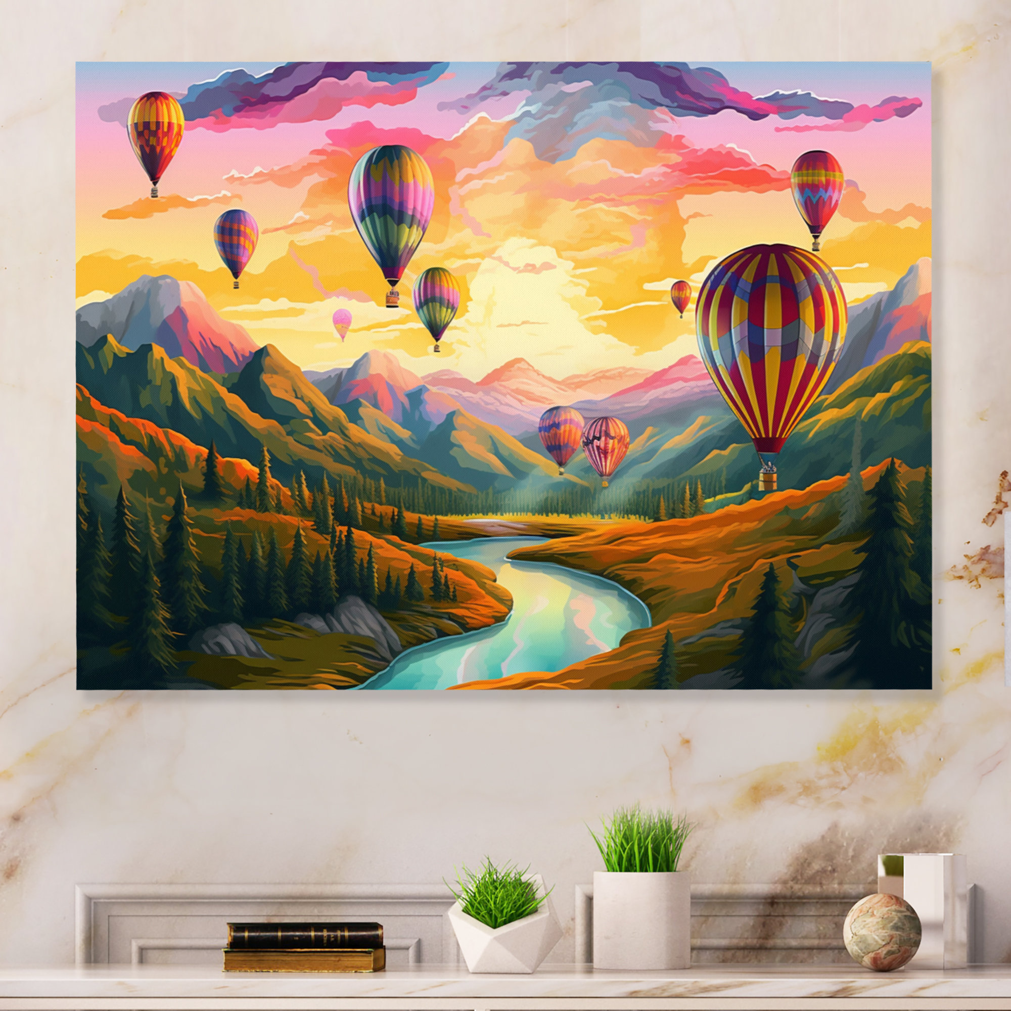 Loon Peak® Hot Air Ballon Bold Scenery I - Hot Air Balloon Metal Wall ...