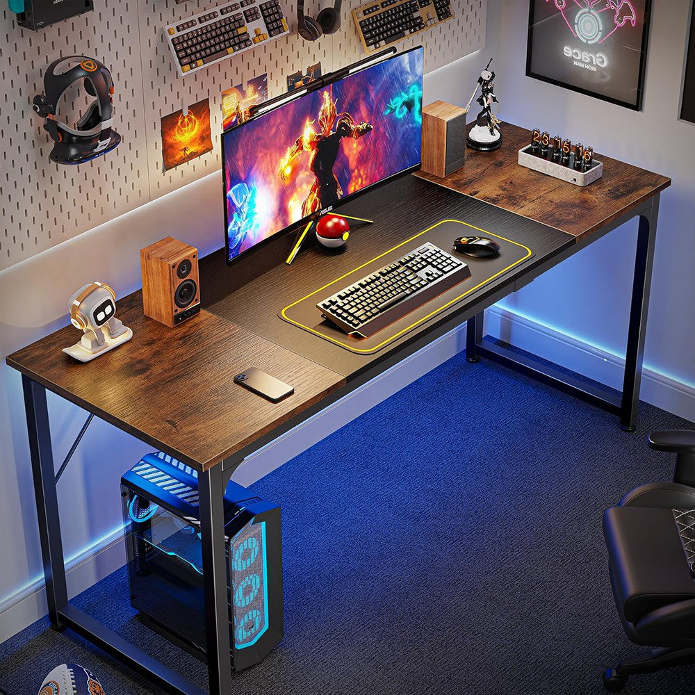 17 Stories Computer Desk, 63 Inch Office Desk, Gaming Desk With Stor ...