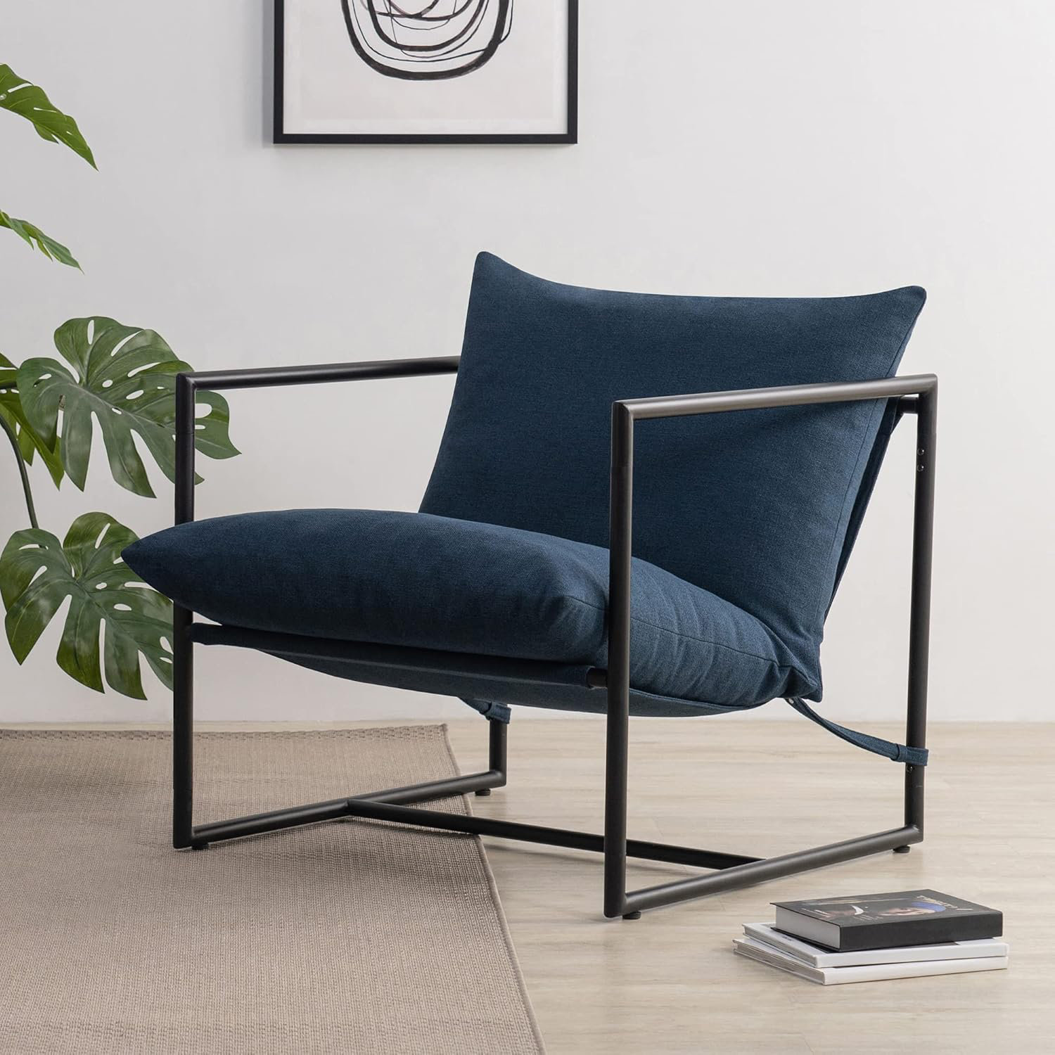 George Oliver Modern simple imitation leather hanging chair metal frame ...