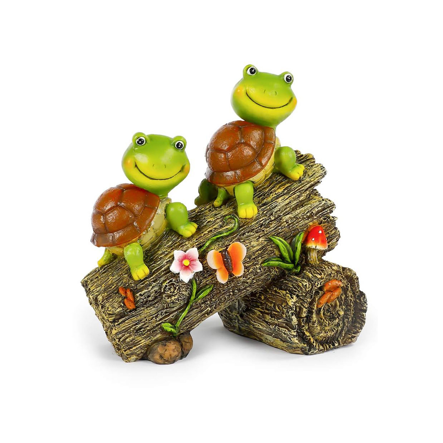 Trinx Solar Powered Sweet Frog Face Turtles Resin Statue with 4 LED ...