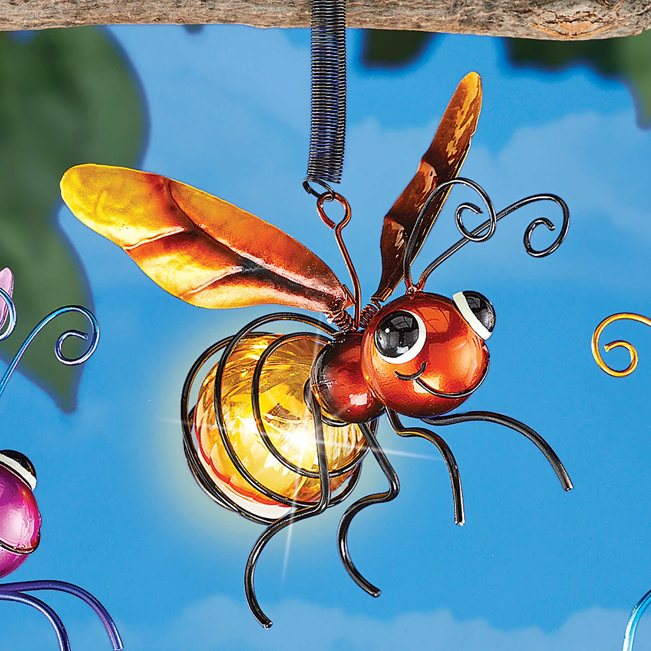 Winston Brands Hanging LED Solar Lighted Metal Bugs With Bouncy Springs ...