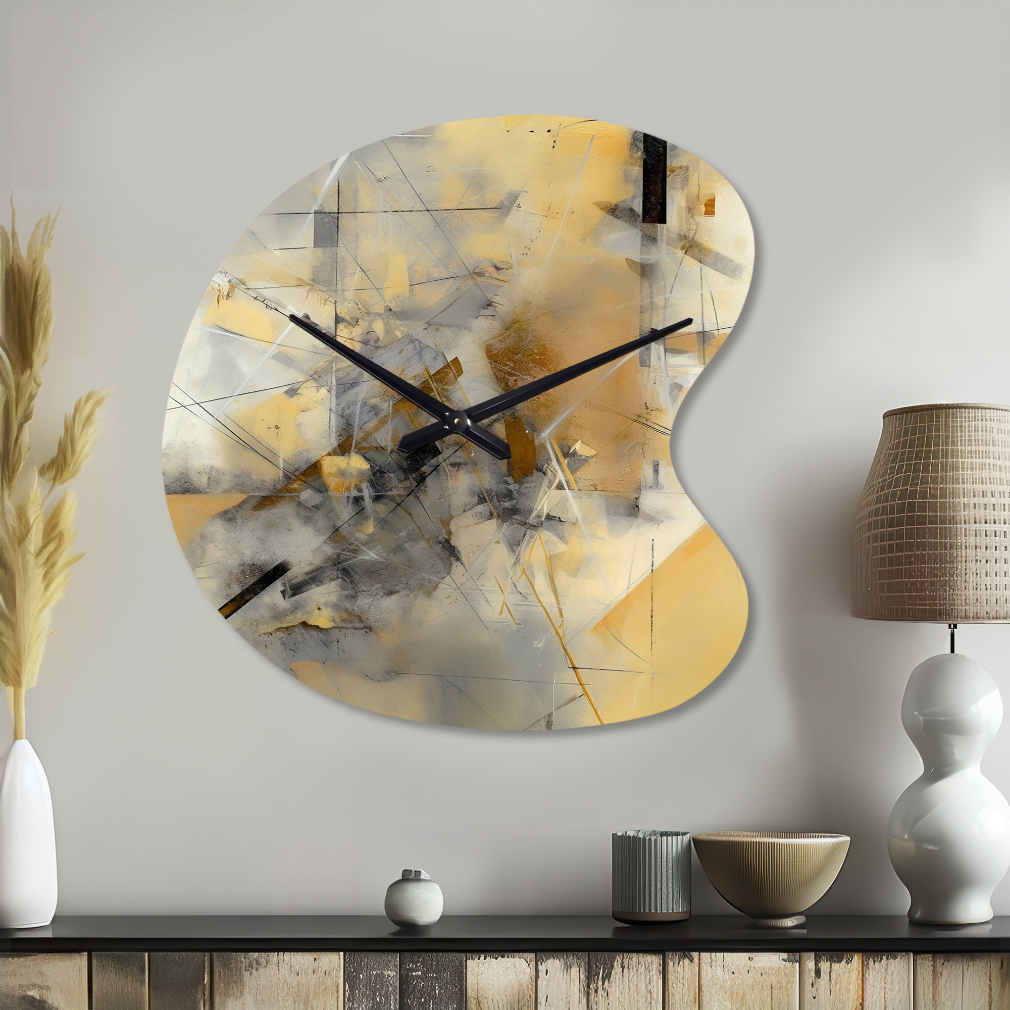 Design Art Yellow And Grey Beyond The Canvas II - Abstract Painting ...
