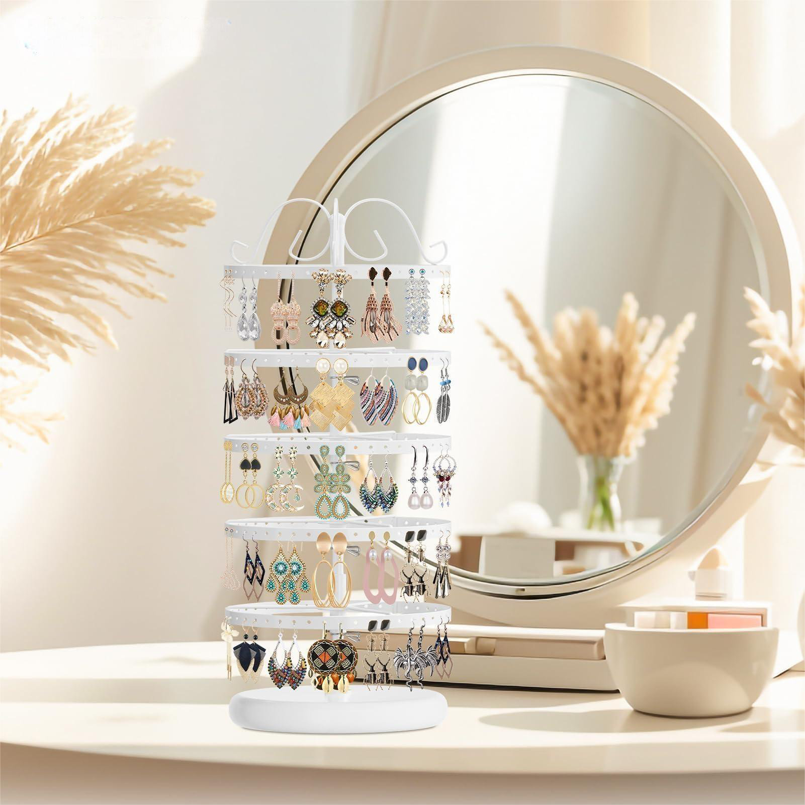 Lark Manor™ 5 Tiers Metal Rotating Earring Holder Organizer, Exquisite ...