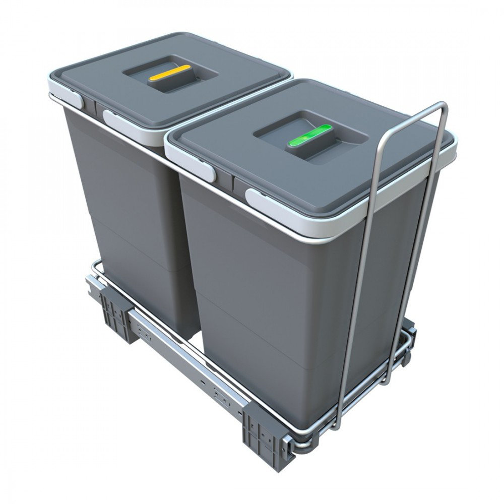 Solua Bottom Mount Waste Bin PullOut, Ball Bearing Full ext 2x 13Qt ...