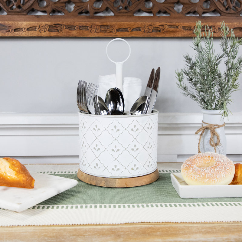 Northlight Seasonal Metal Round Flatware Caddy | Wayfair
