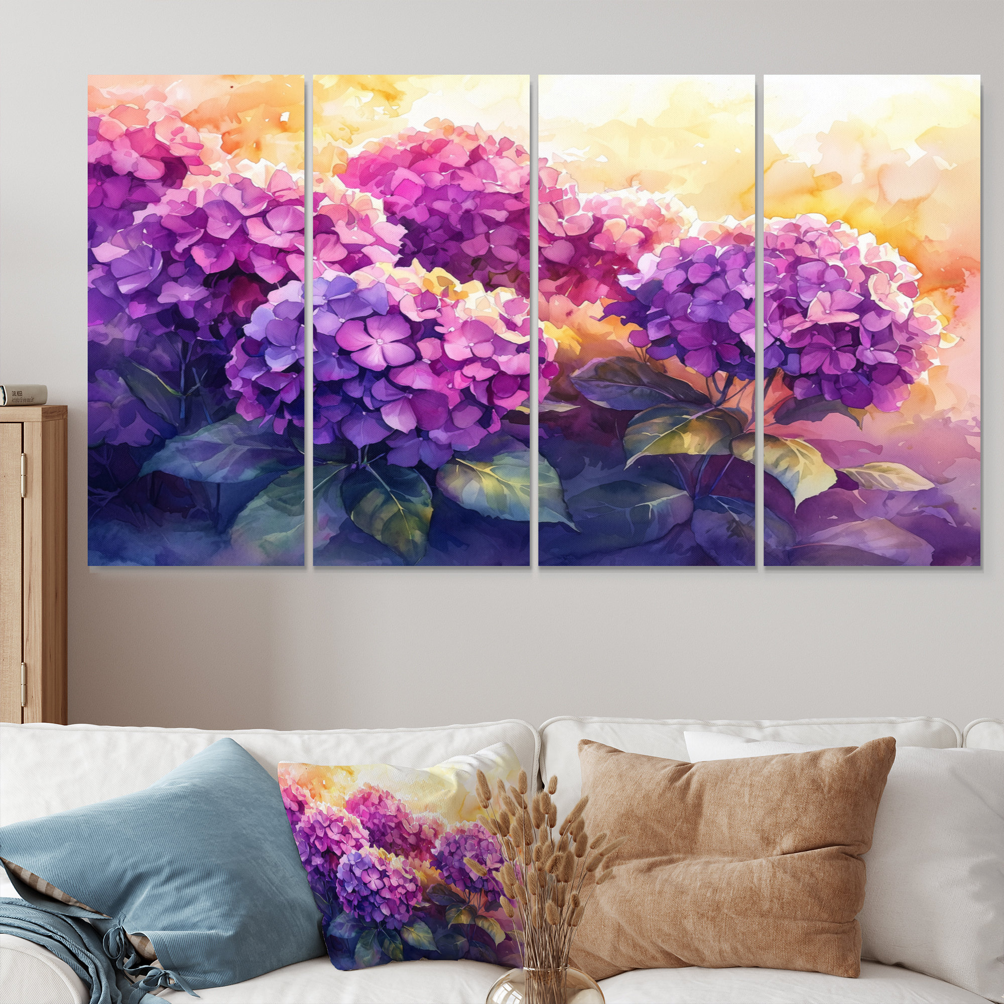 Red Barrel Studio® Hydrangeas In The Sunset Glow V - Hydrangea Wall Art ...