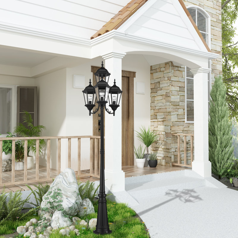 Lark Manor™ Agnis Textured Black 4 -Light 95" H Hardwired Lamp Post ...